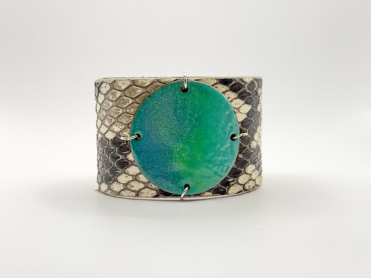 SALE Sea on Python skin narrow Enamel Cuff – LeighElena